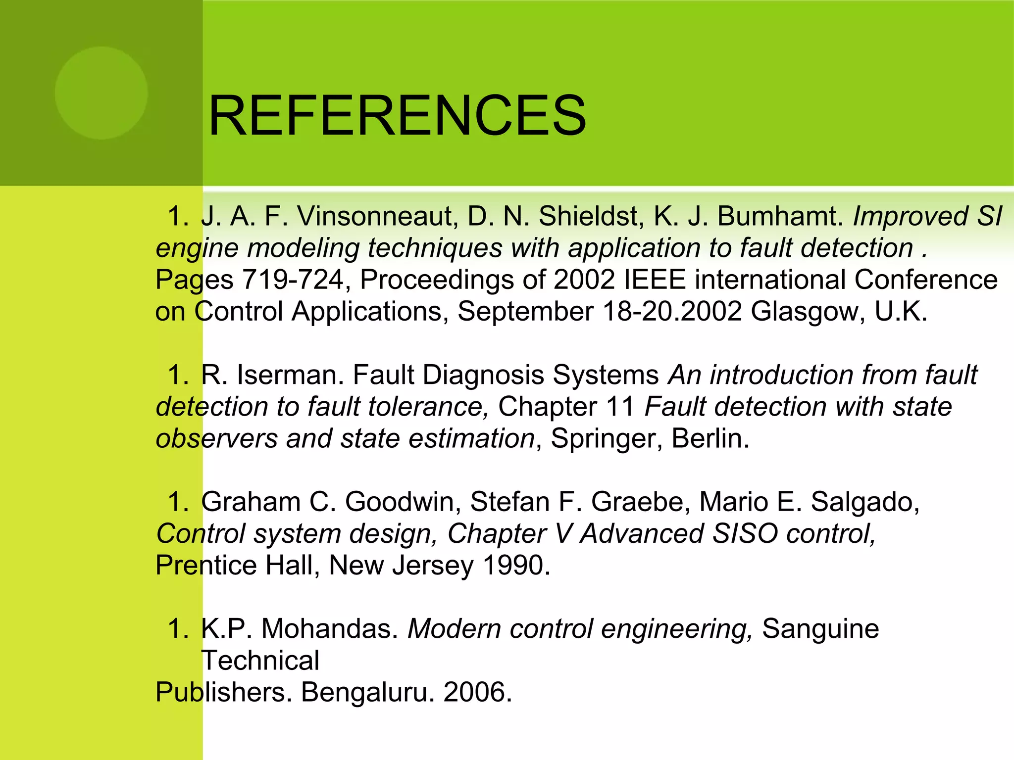 FAULT DETECTION AND FAULT DIAGNOSIS | PPT
