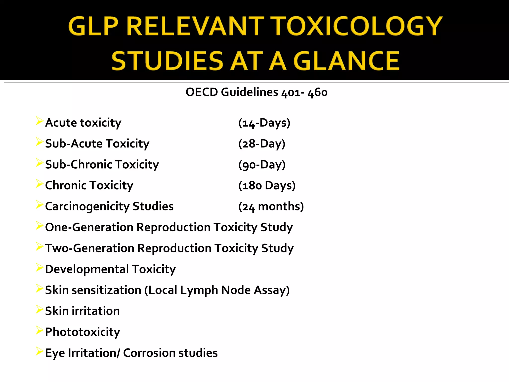 REGULATORY SIGNIFICANCE AND SALIENT FEATURES OF GOOD LABORATORY ...