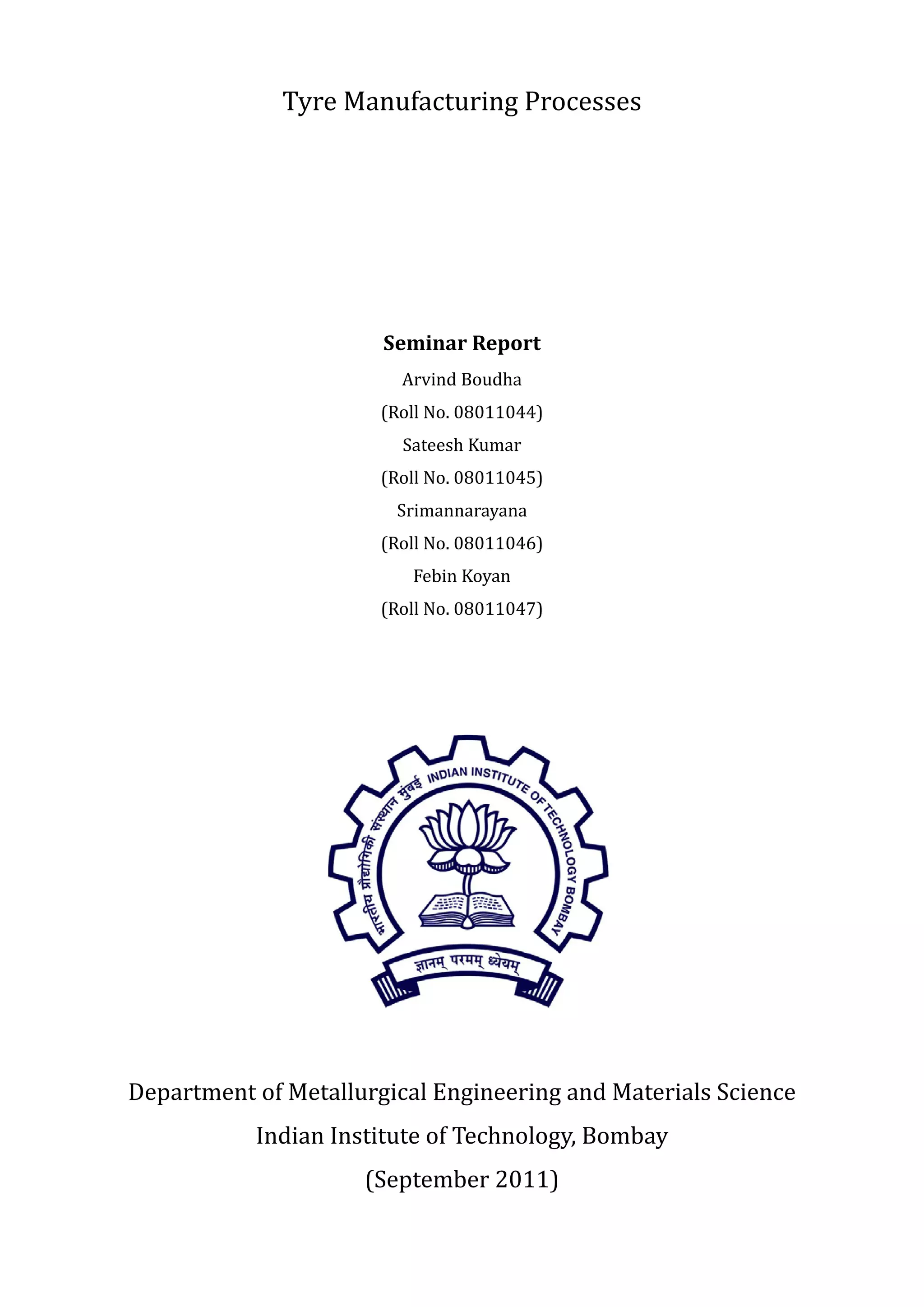 Manufacturing Processes - Tyre | PDF