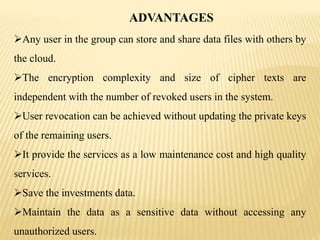 Secure data sharing for dynamic groups in multi-owner using cloud | PPT