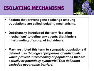 Reproductive Isolation Mechanisms