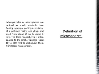 MICROCAPSULE/ MICROSPHERES:- TYPES, PREPARATION & EVALUATION | PPT