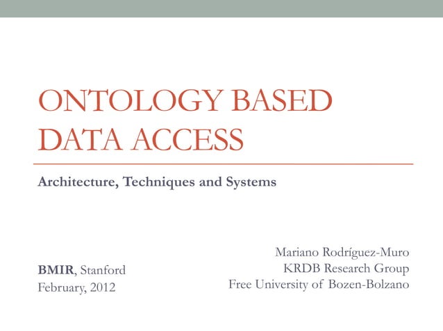 Stanford'12 Intro to Ontology Based Data Access for RDBMS through query rewriting | PDF