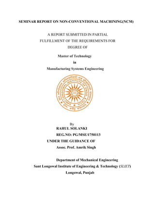 Seminar on-non-conventional-machining | PDF
