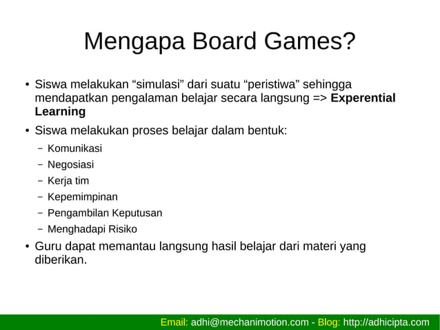 Seminar Pemanfaatan Board Games sebagai Media Pembelajaran | PDF