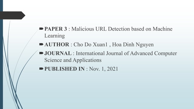 PHISHING URL DETECTION AND MALICIOUS LINK | PPTX