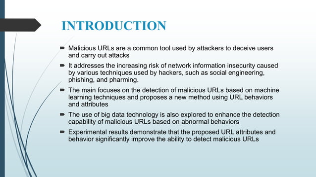 PHISHING URL DETECTION AND MALICIOUS LINK | PPTX