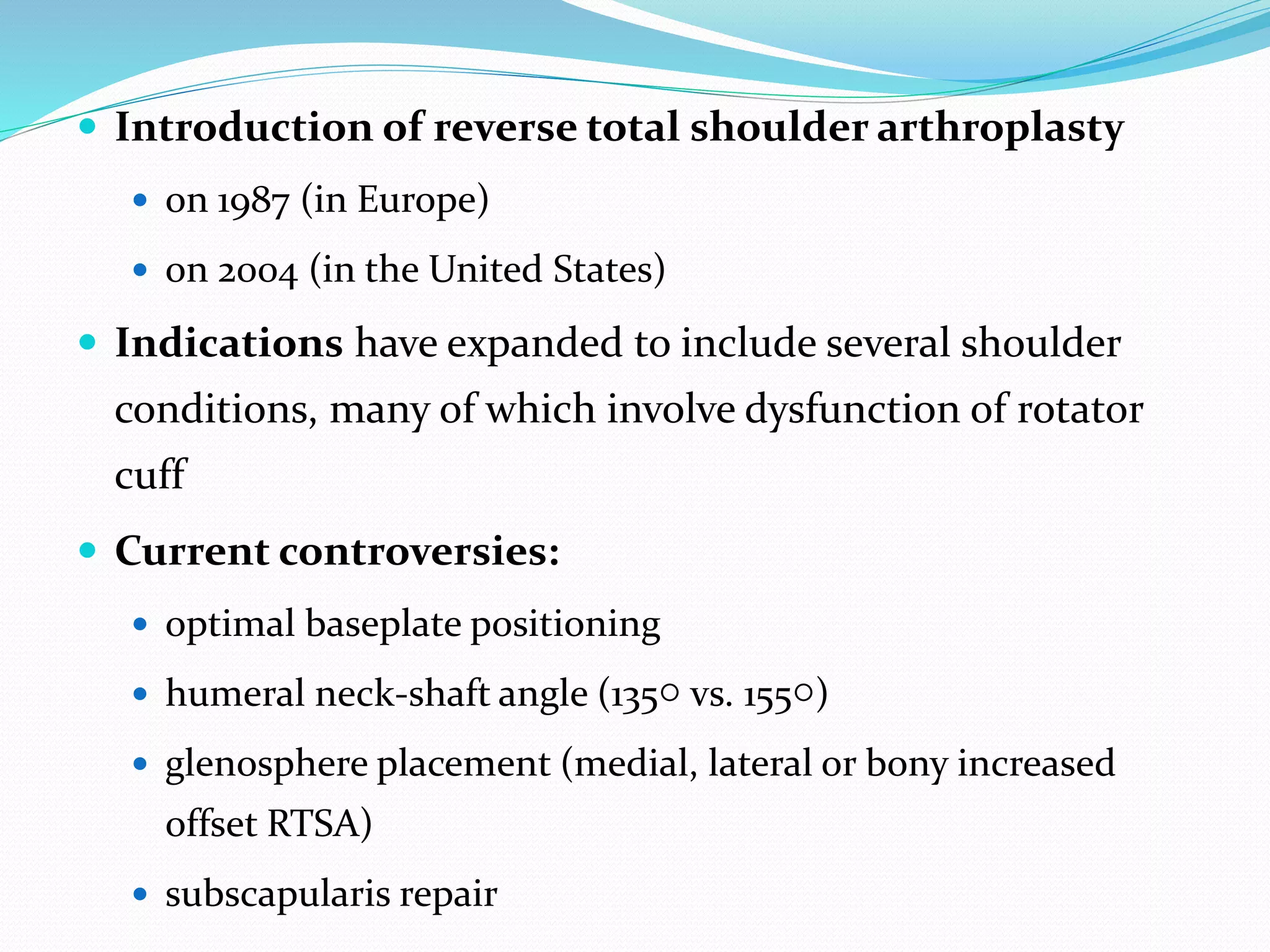 Seminar recent advances reverse shoulder arthroplasty | PPTX