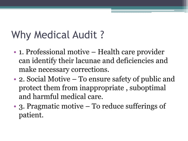 Role of Medical Audit | PPT