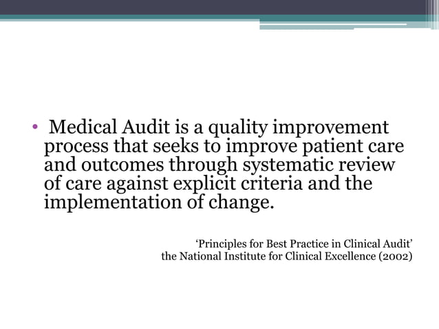 Role of Medical Audit | PPT
