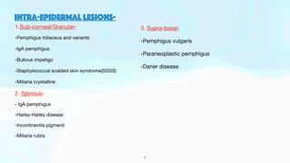 Vesiculobullous lesions of skin including intraepidermal and ...