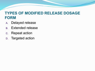 MODIFIED RELEASE DRUG DELIVERY SYSTEM | PPTX