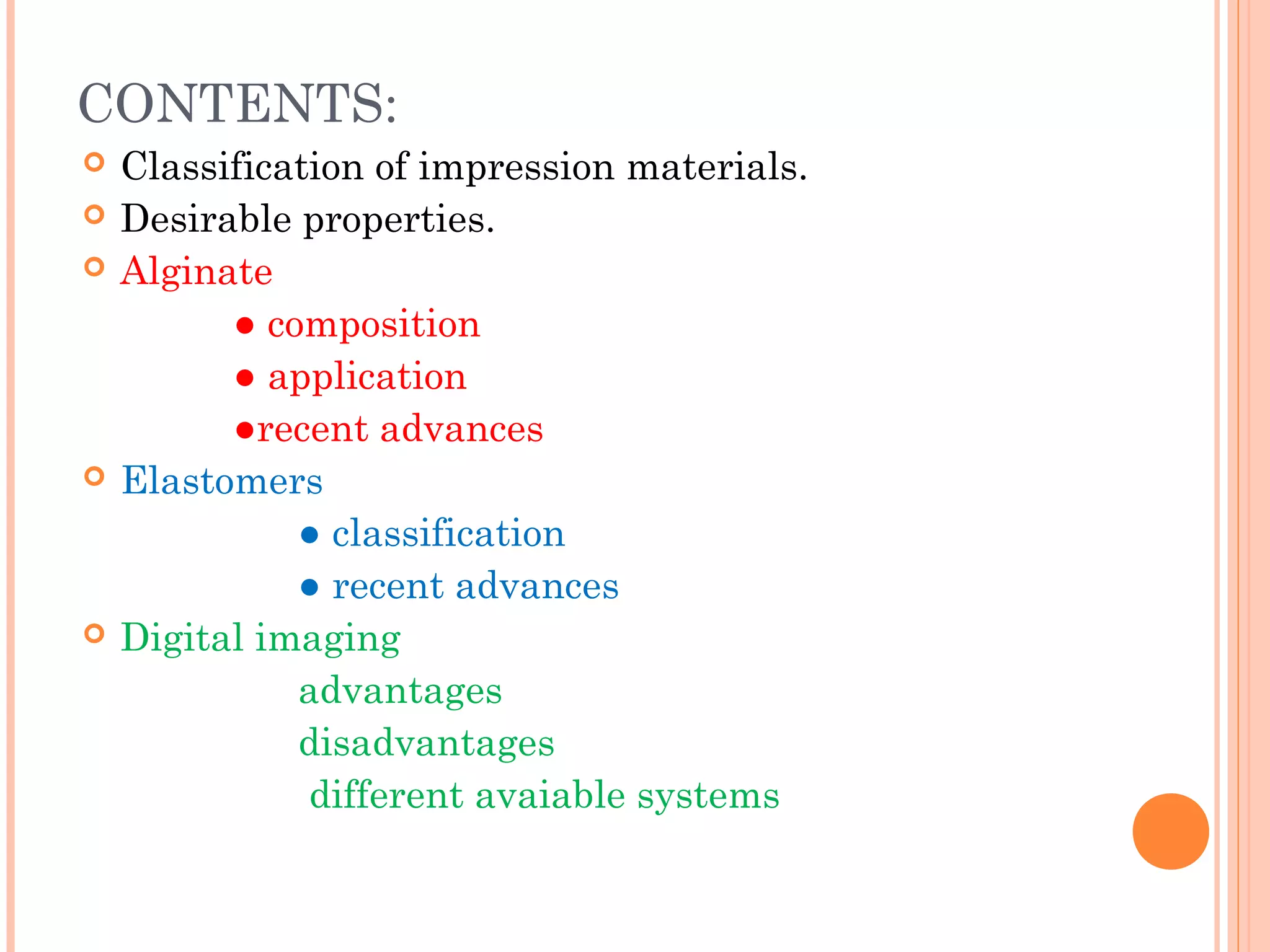 recent advances in impression materials | PPT