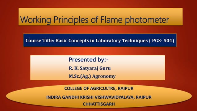 Flame photometer | PPTX | Chemistry | Science