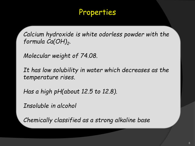 CALCIUM HYDROXIDE in Dentistry | PPTX