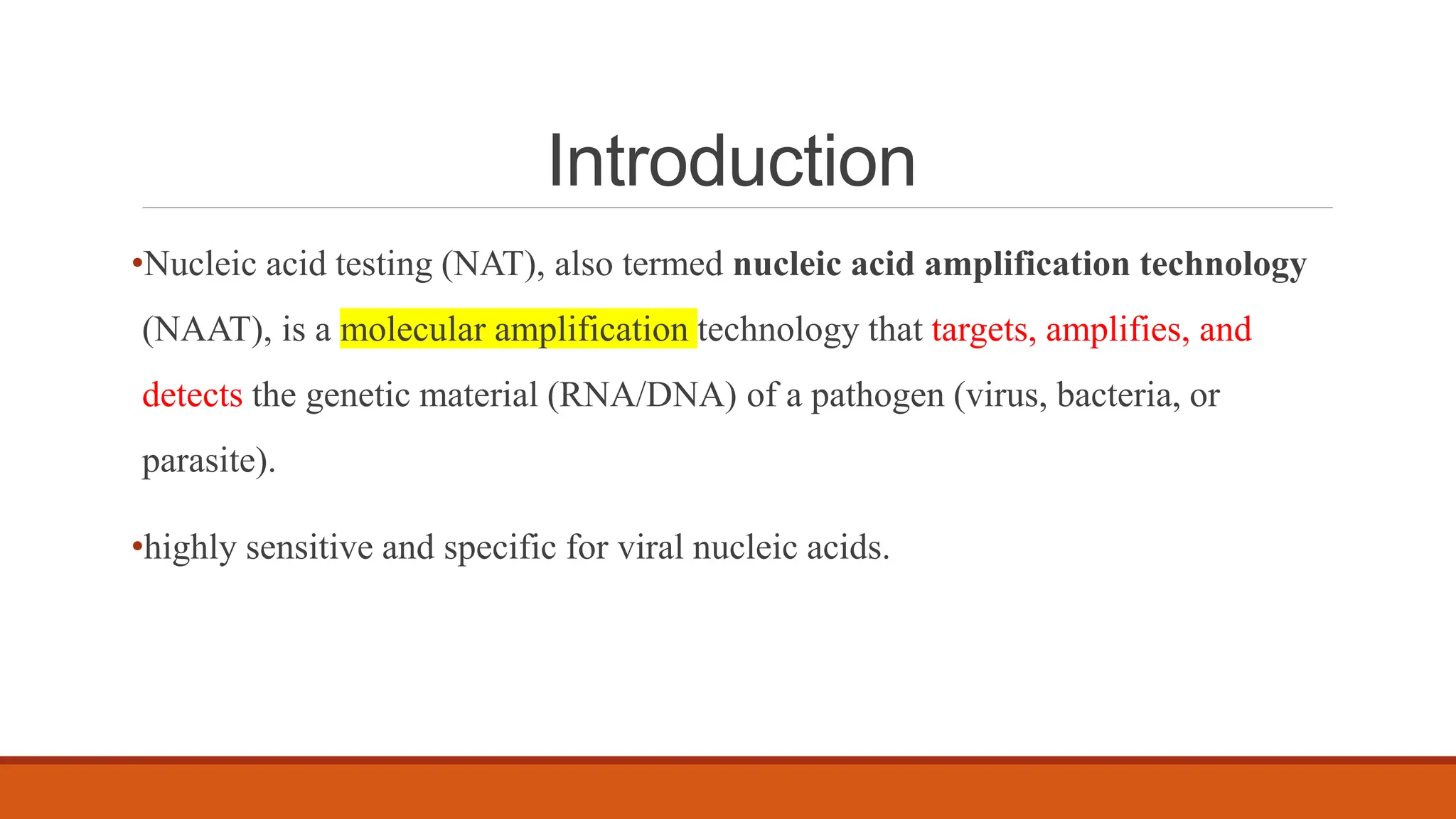 NAT nucleic acid amplification technology Testing- Reverse ...