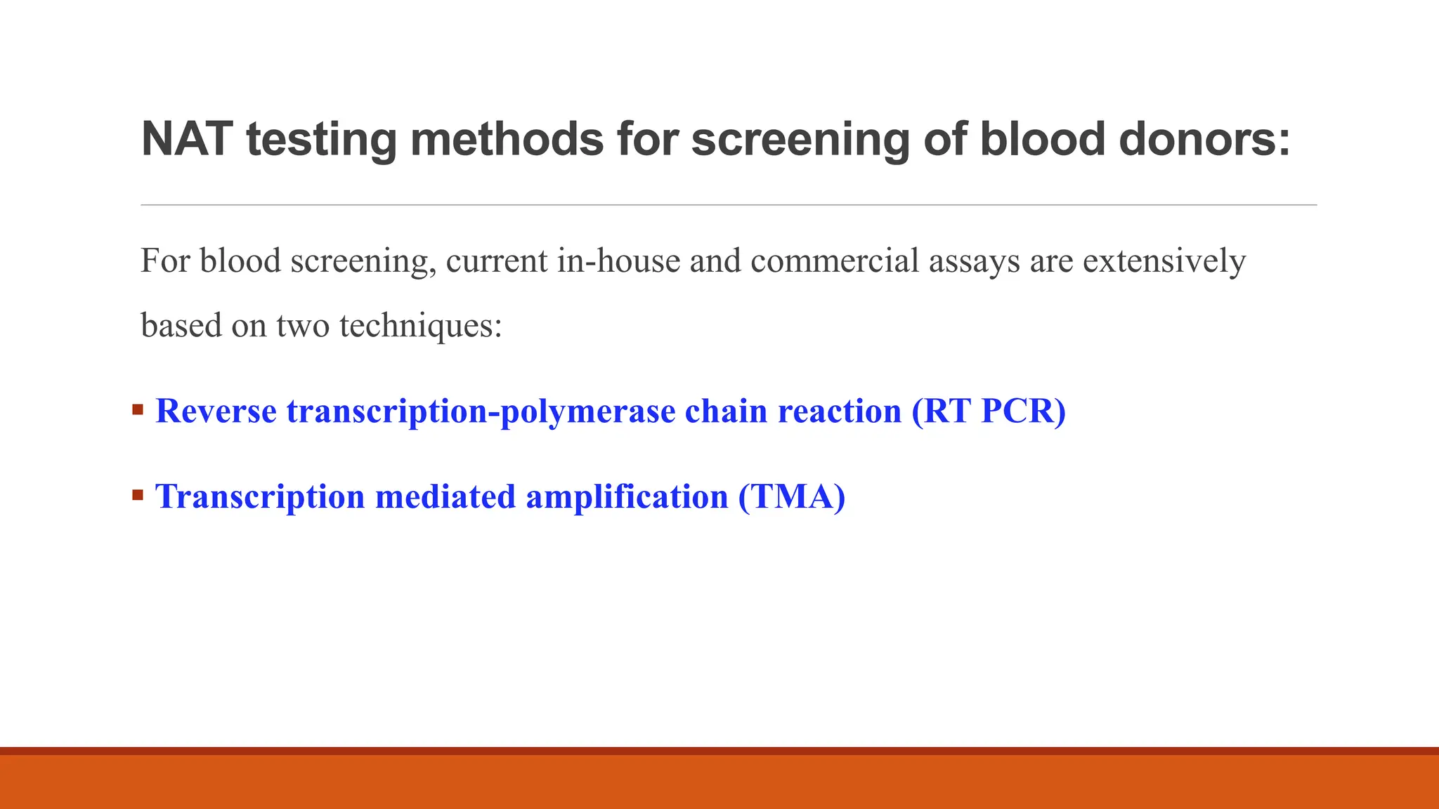 NAT nucleic acid amplification technology Testing- Reverse ...