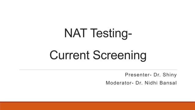 NAT nucleic acid amplification technology Testing- Reverse ...