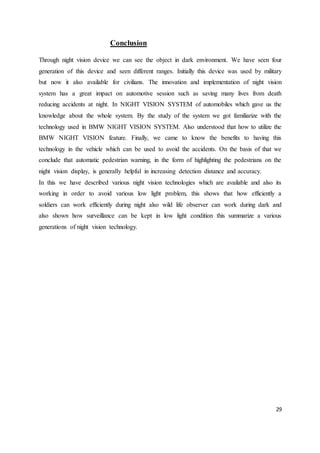 seminar report on night vision technology | DOCX
