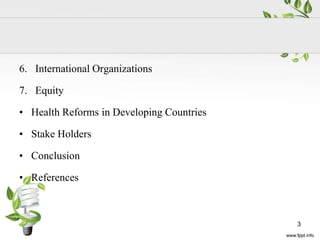 Health policy in developing countries | PPTX