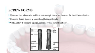 BASICS OF IMPLANTOLOGY- IMPLANT SURFACE TOPOGRAPHY COMPONENTS PARTS AND ...
