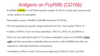 Granulocyte antigens & antibodies and their role in transfusion ...