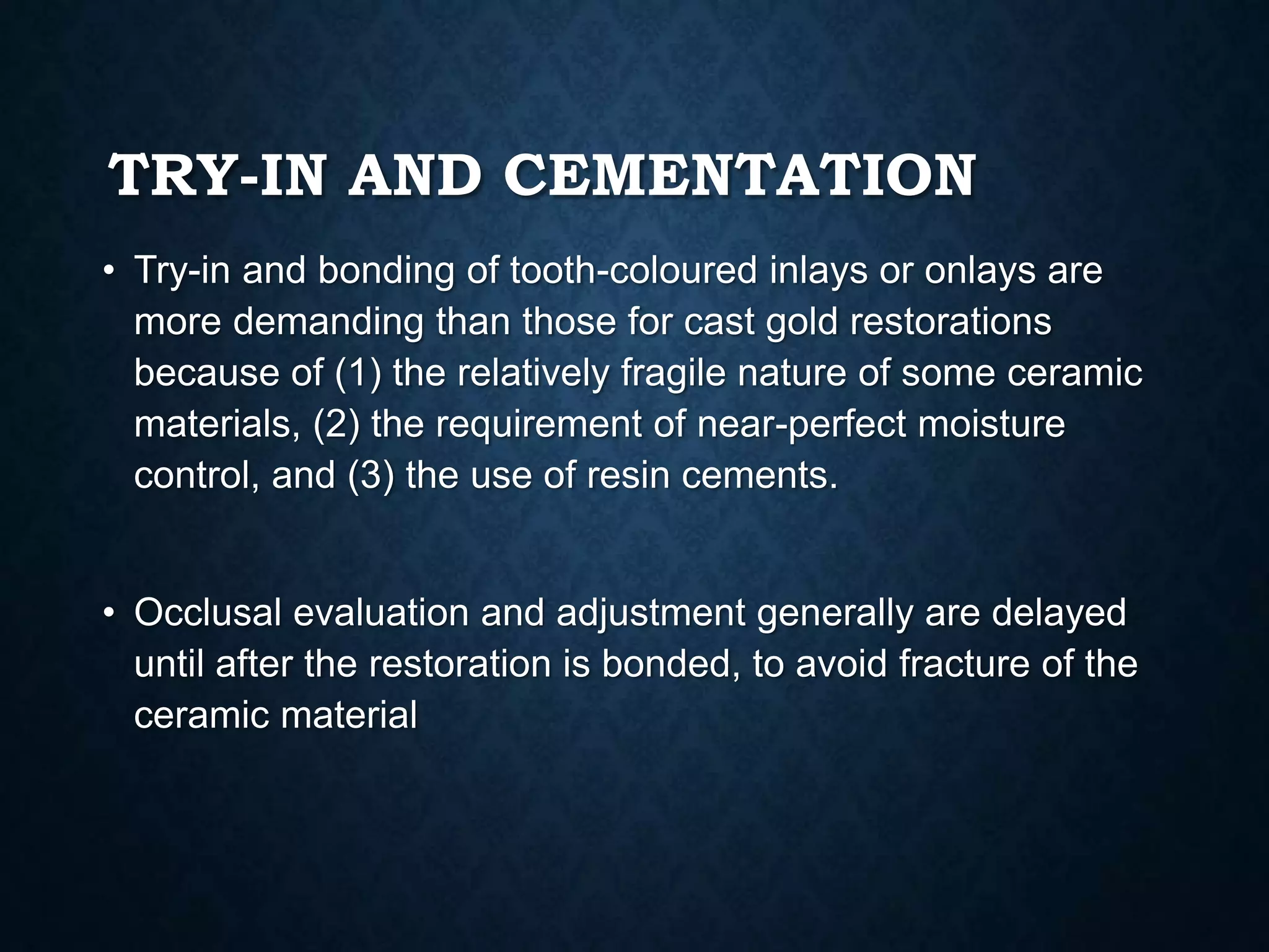 Ceramic inlays and onlays | PPTX