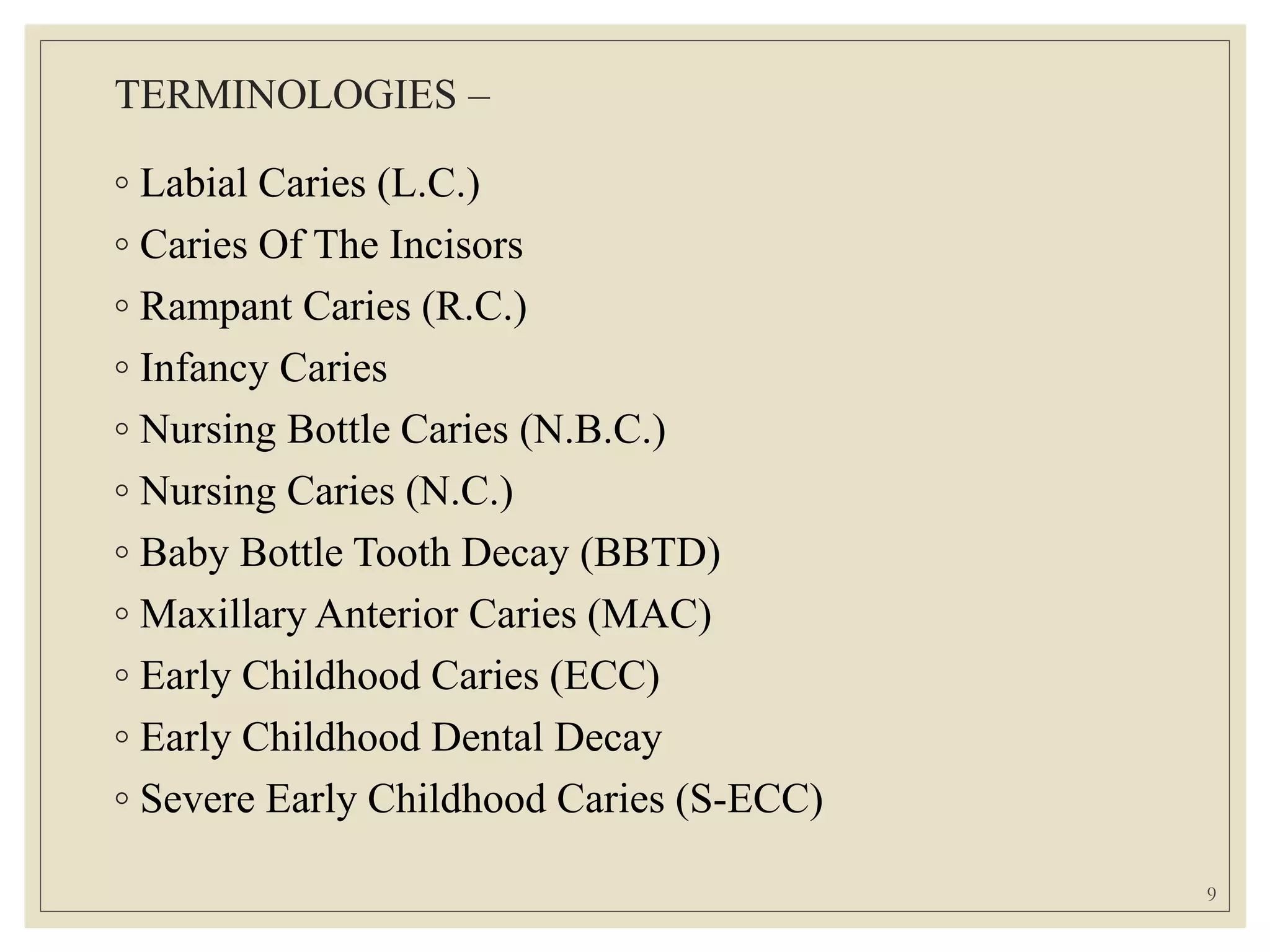 EARLY CHILDHOOD CARIES | PPTX