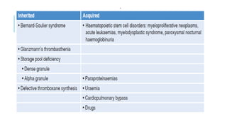 Platelet disorders- qualitative and quantitative | PPTX