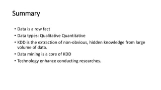 Data and Knowledge Discovery in Databases (KDD) | PPTX | Databases | Computer Software and ...