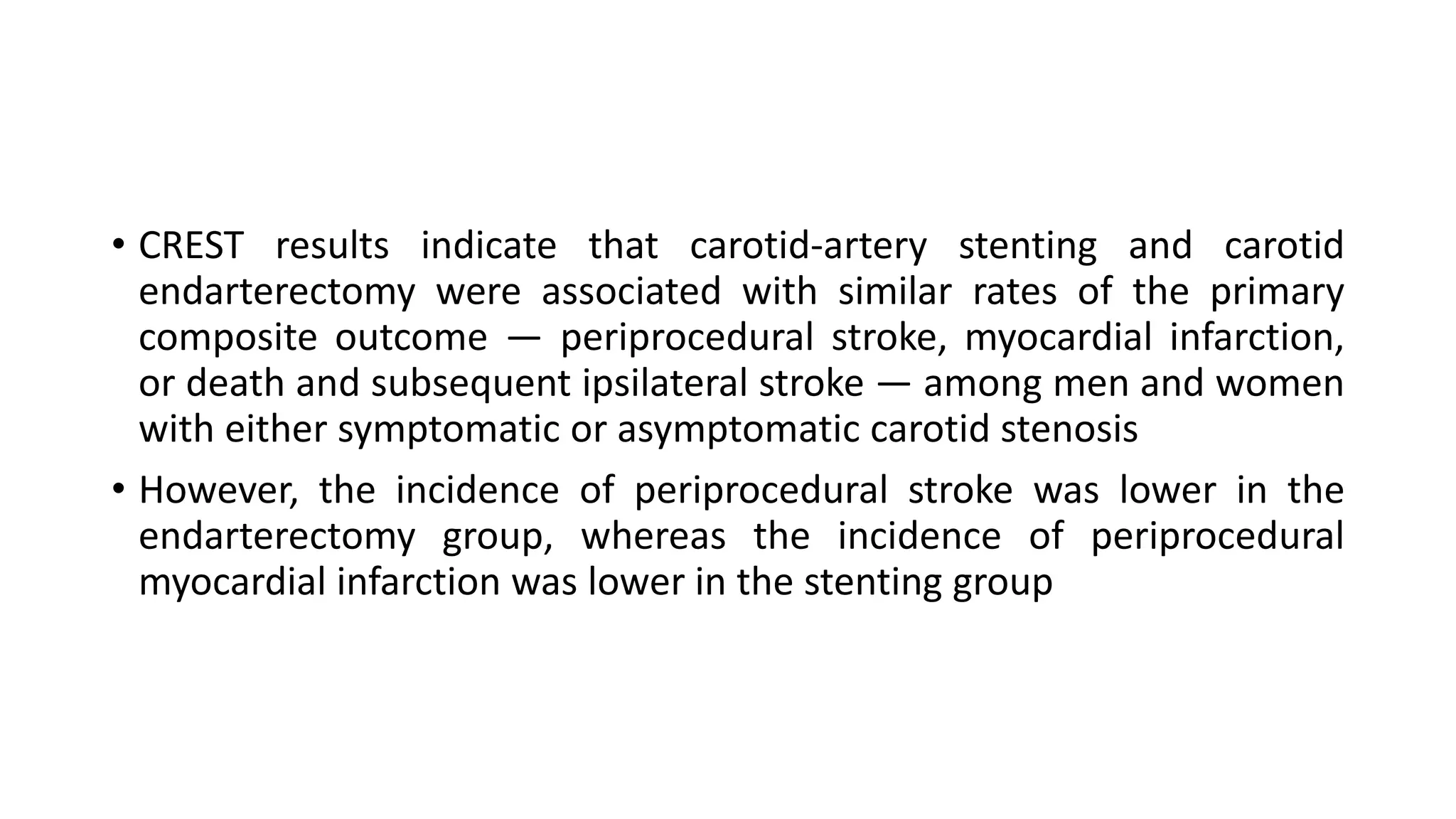 Carotid endarterectomy versus carotid stenting | PPTX | Heart and ...