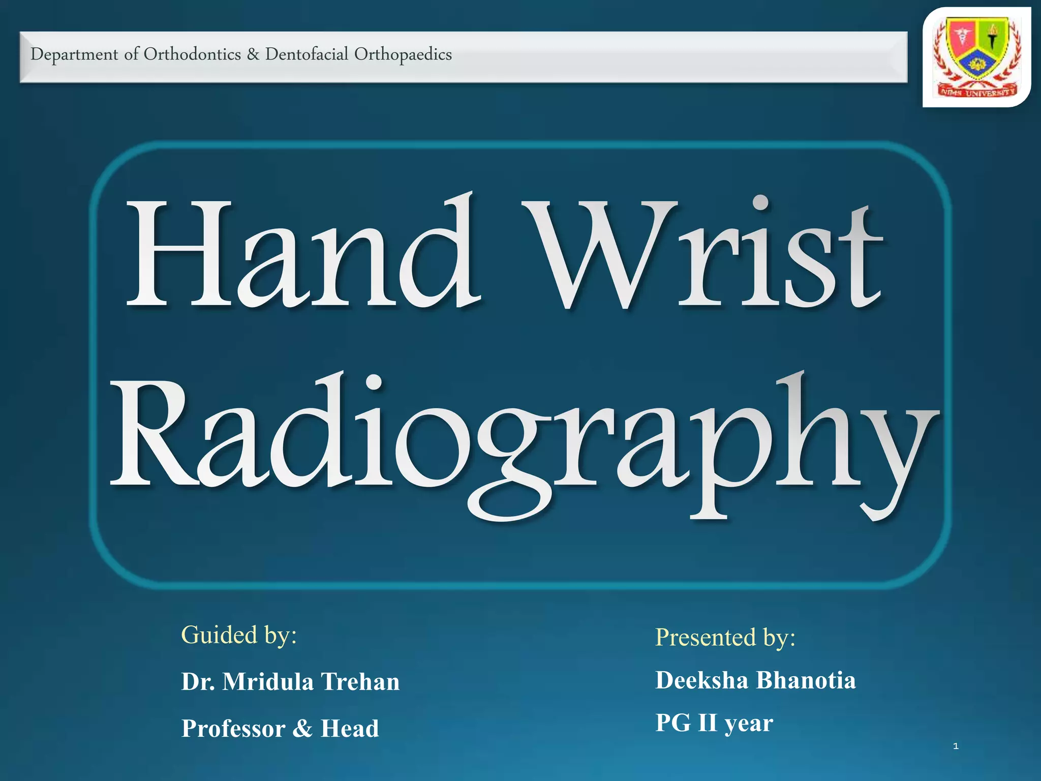 Hand Wrist Radiography | PPTX