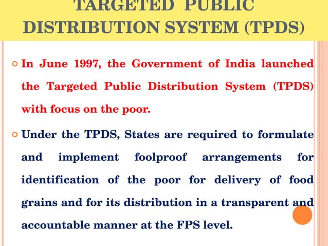 Food Security and PDS system in India | PPT | Agriculture | Industries