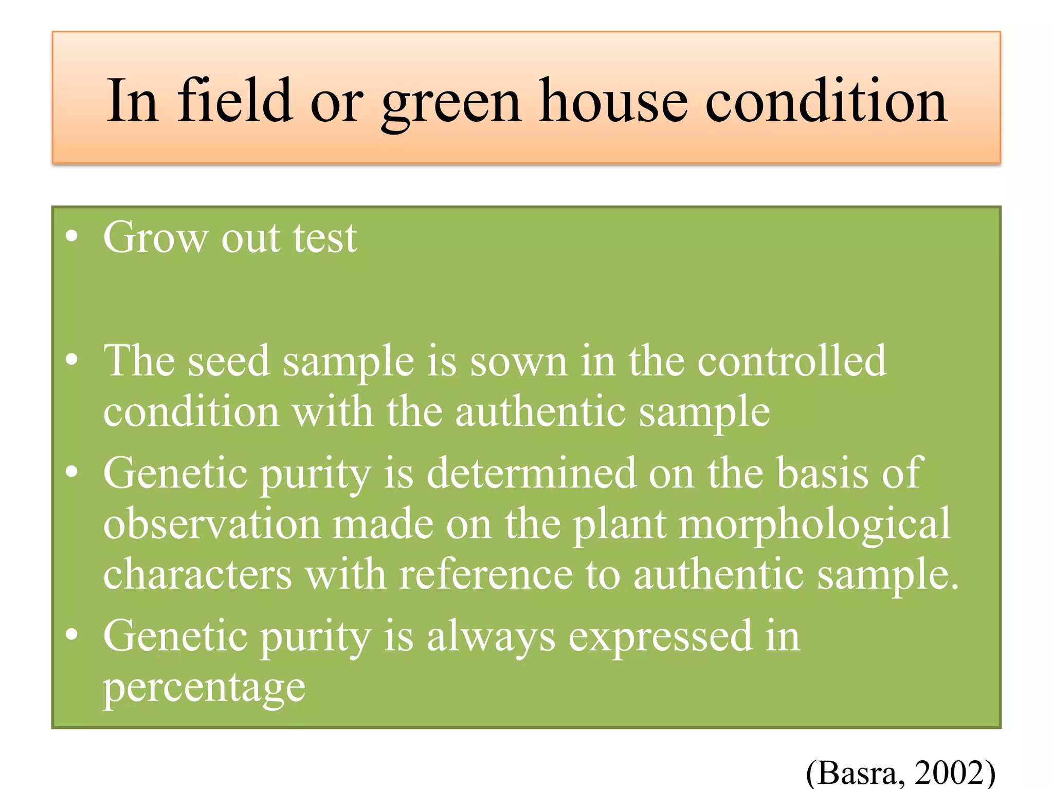 Methods of genetic purity testing | PPT