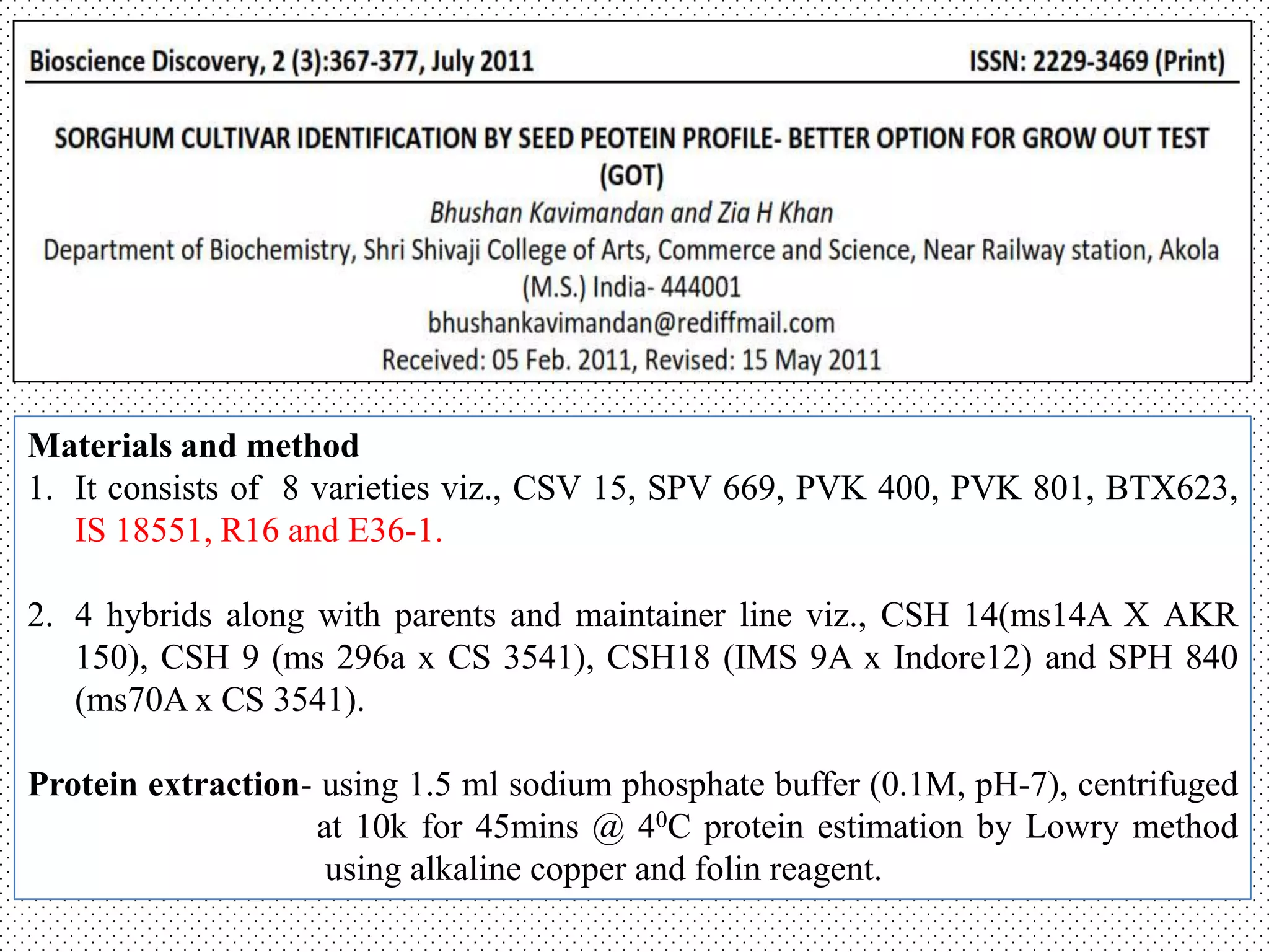Methods of genetic purity testing | PPT