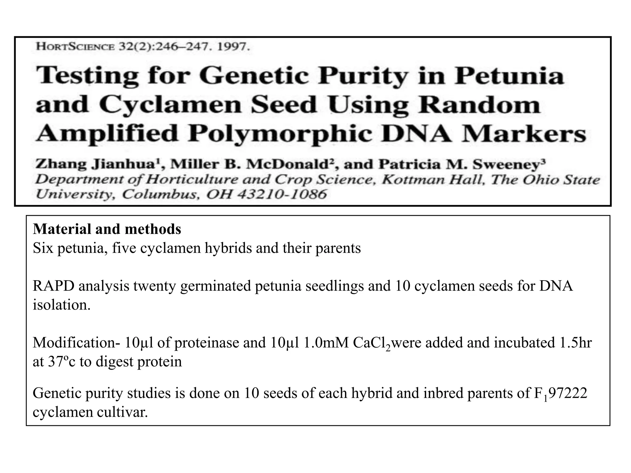 Methods of genetic purity testing | PPT