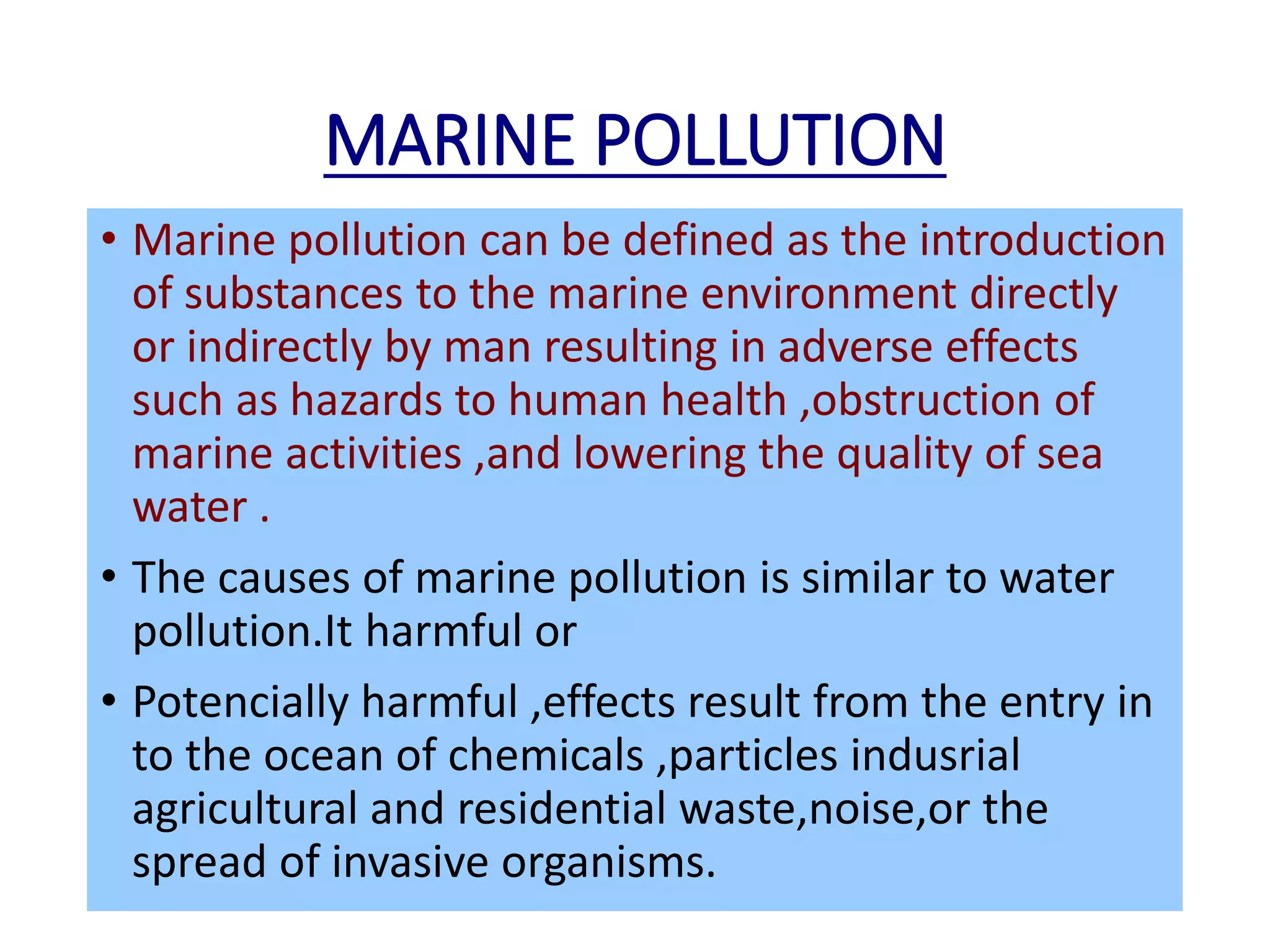 WATER POLLUTION AND MARINE POLLUTION | PPTX