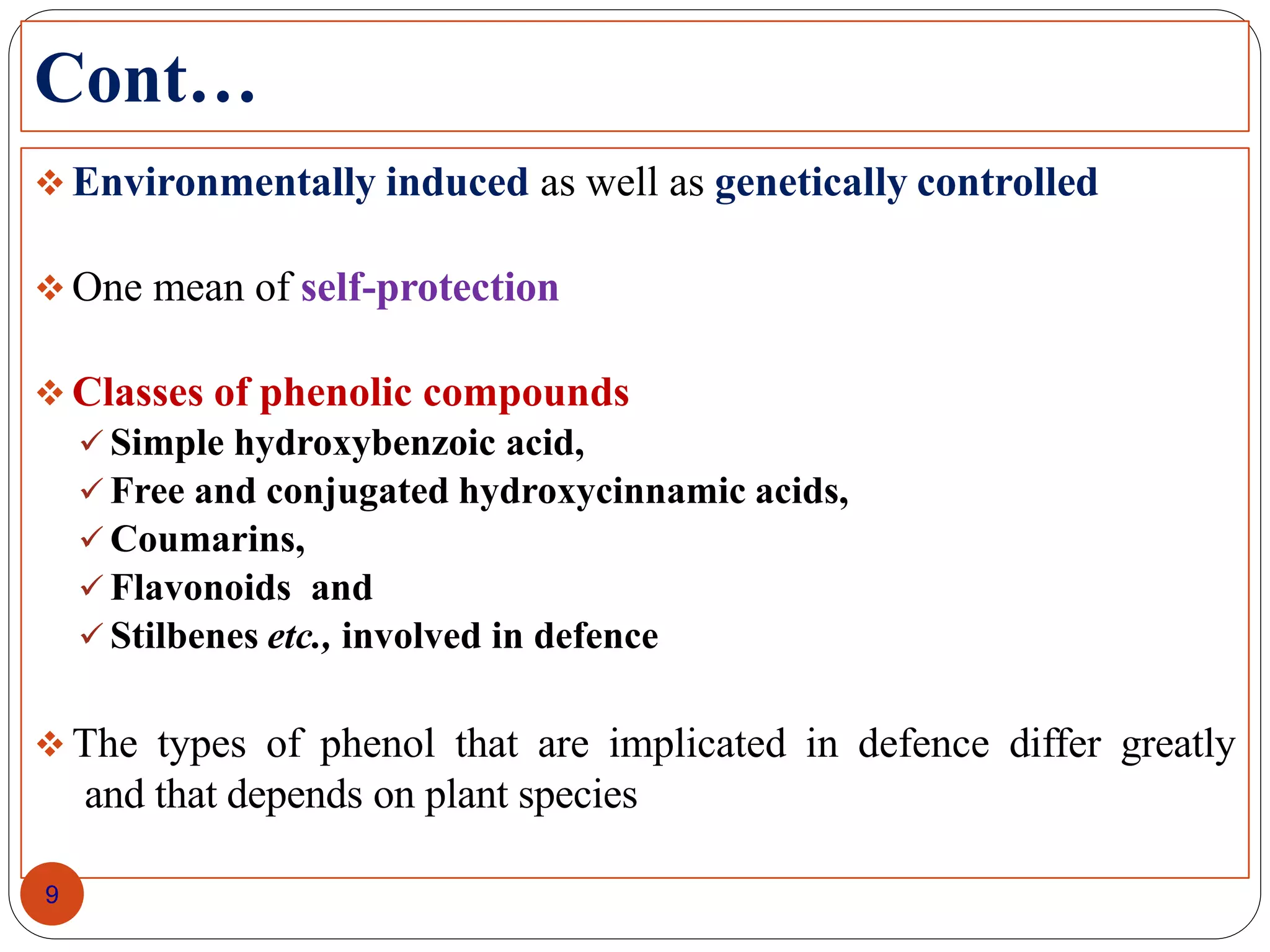 Role of phenols in plant defence | PPTX