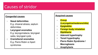 Seminar 2 - Acute stridor, causes, features and management | PPTX