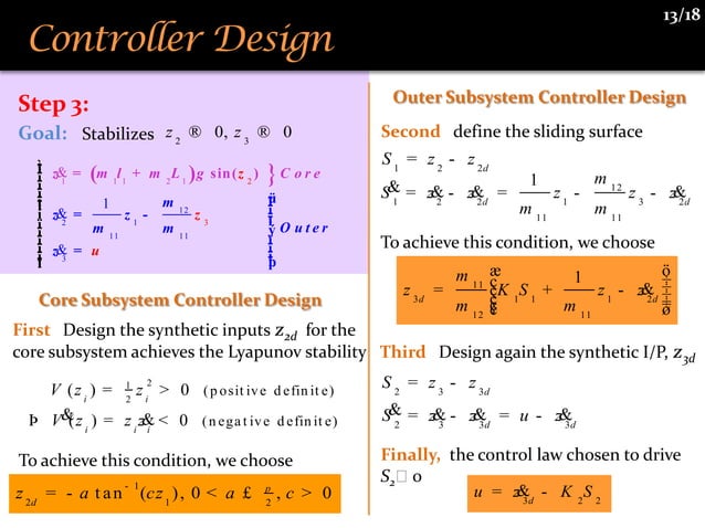 Stabilization of Inertia Wheel Pendulum using Multiple Sliding Surface Control Technique | PPTX