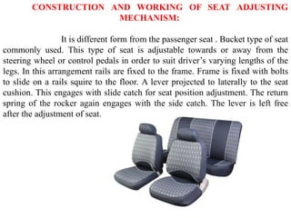 SEAT, DOOR, WINDOW MECHANISMS | PPTX