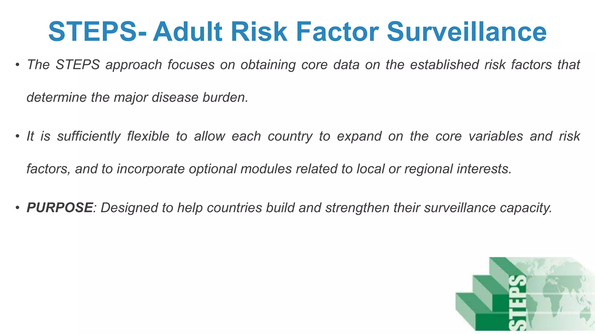 Risk factor surveillance of Non-communicable diseases | PPTX