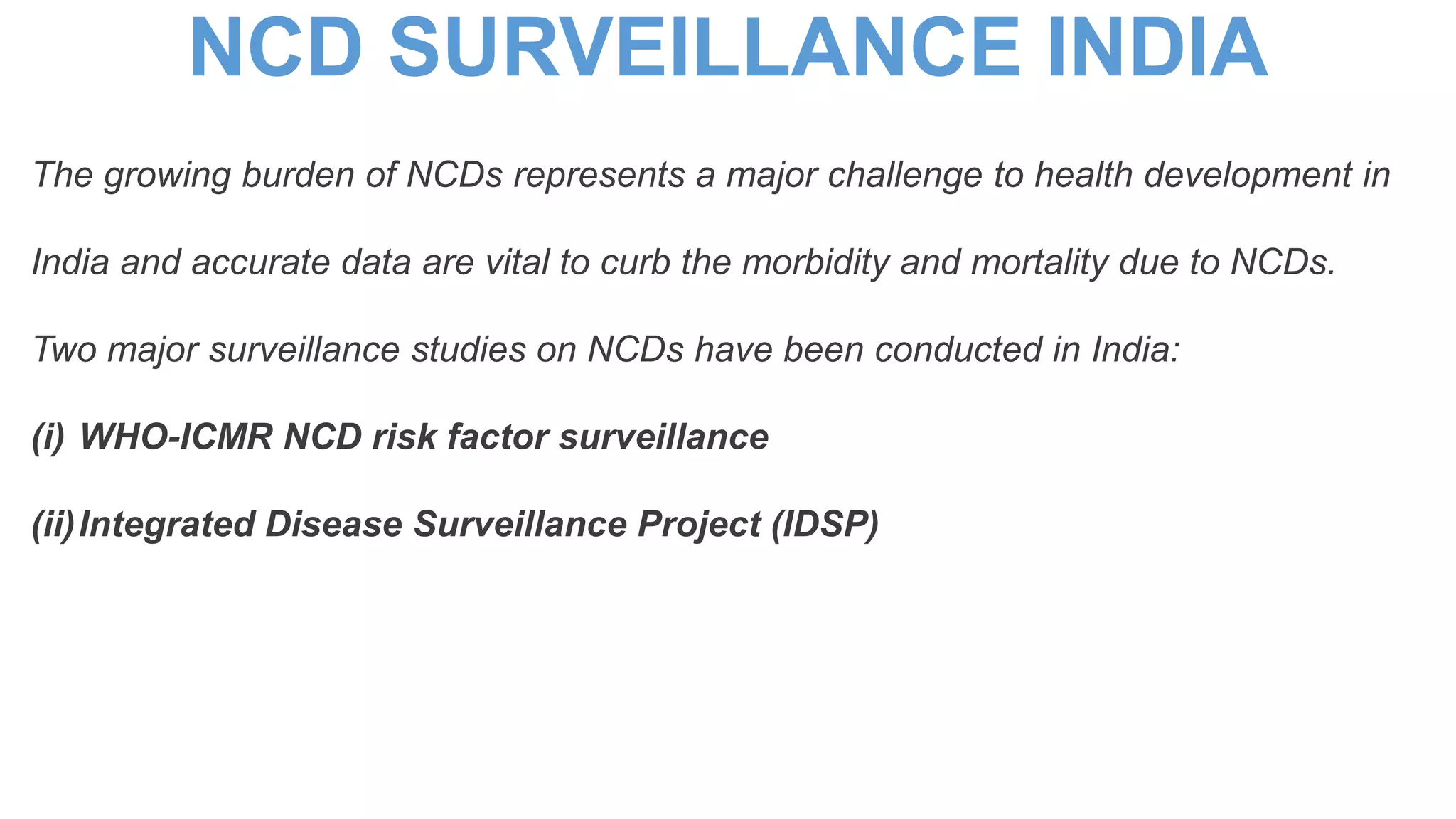 Risk factor surveillance of Non-communicable diseases | PPTX