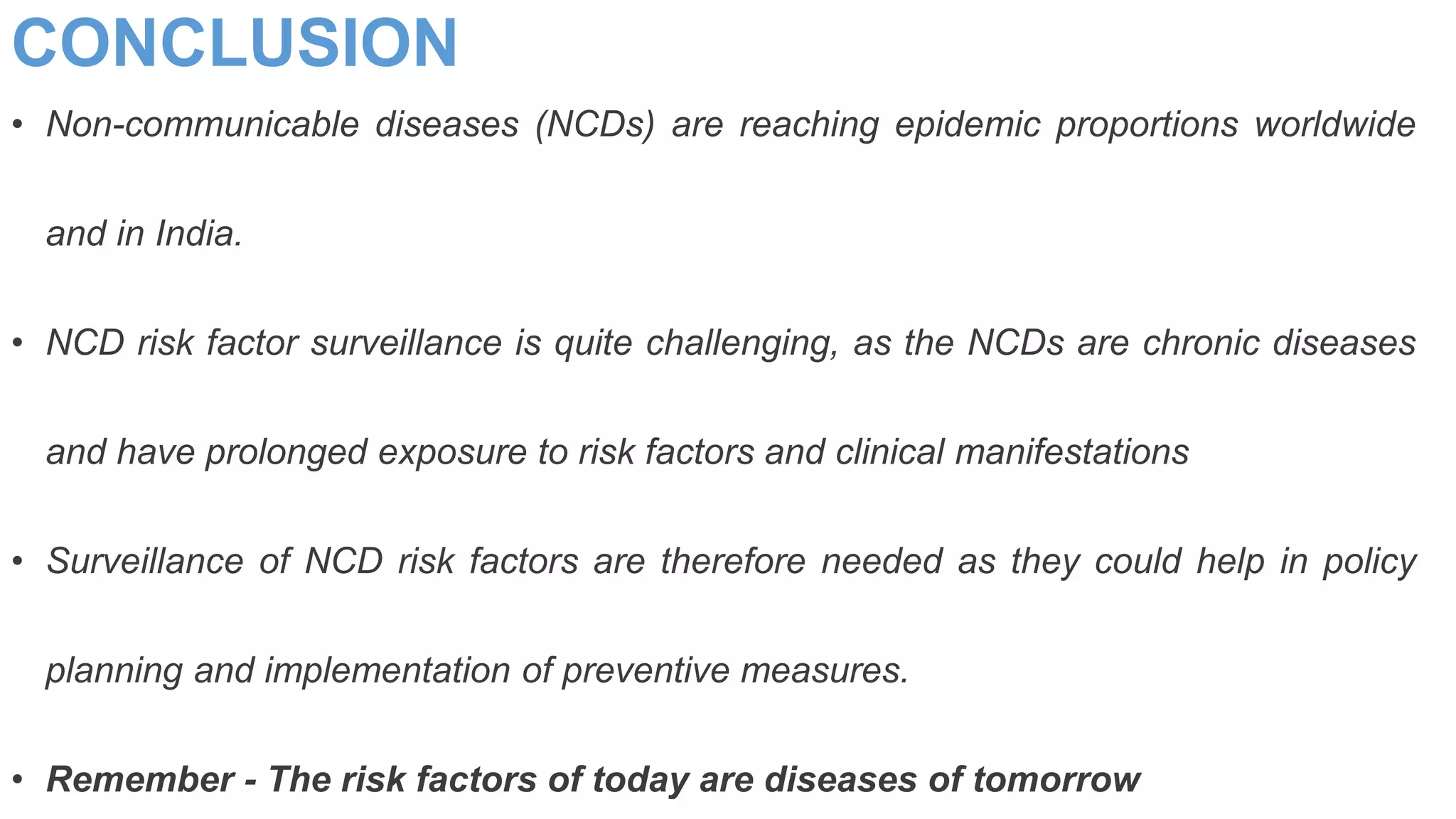 Risk factor surveillance of Non-communicable diseases | PPTX
