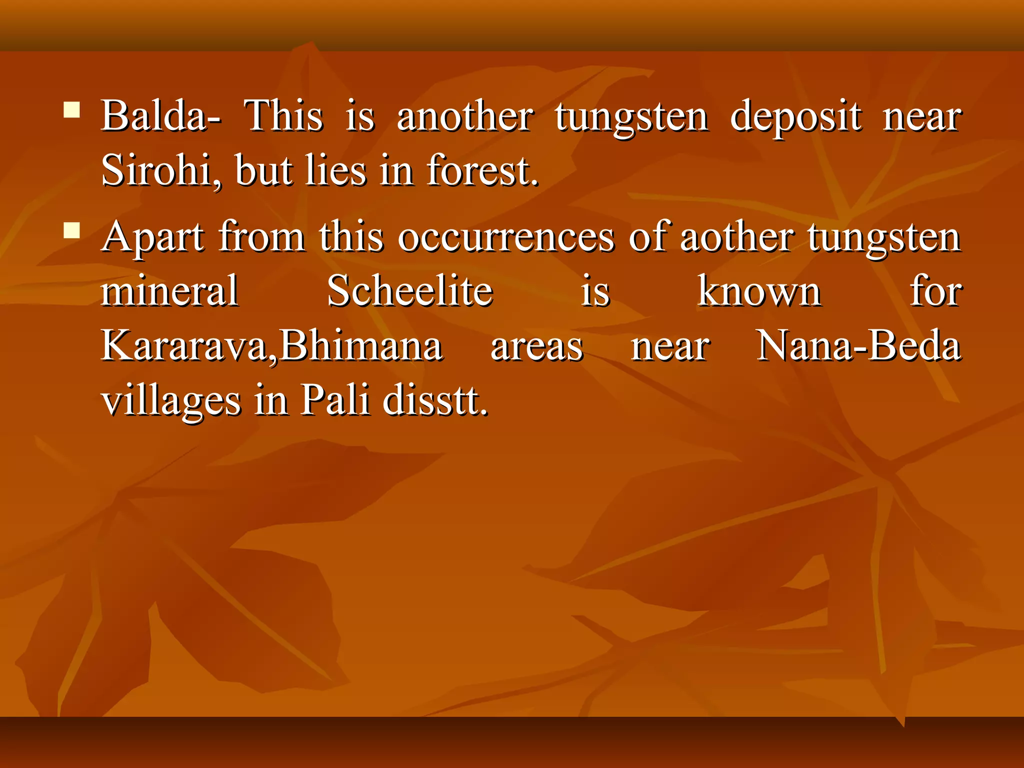 Mineral resources in western Rajasthan,preswentation in India ...