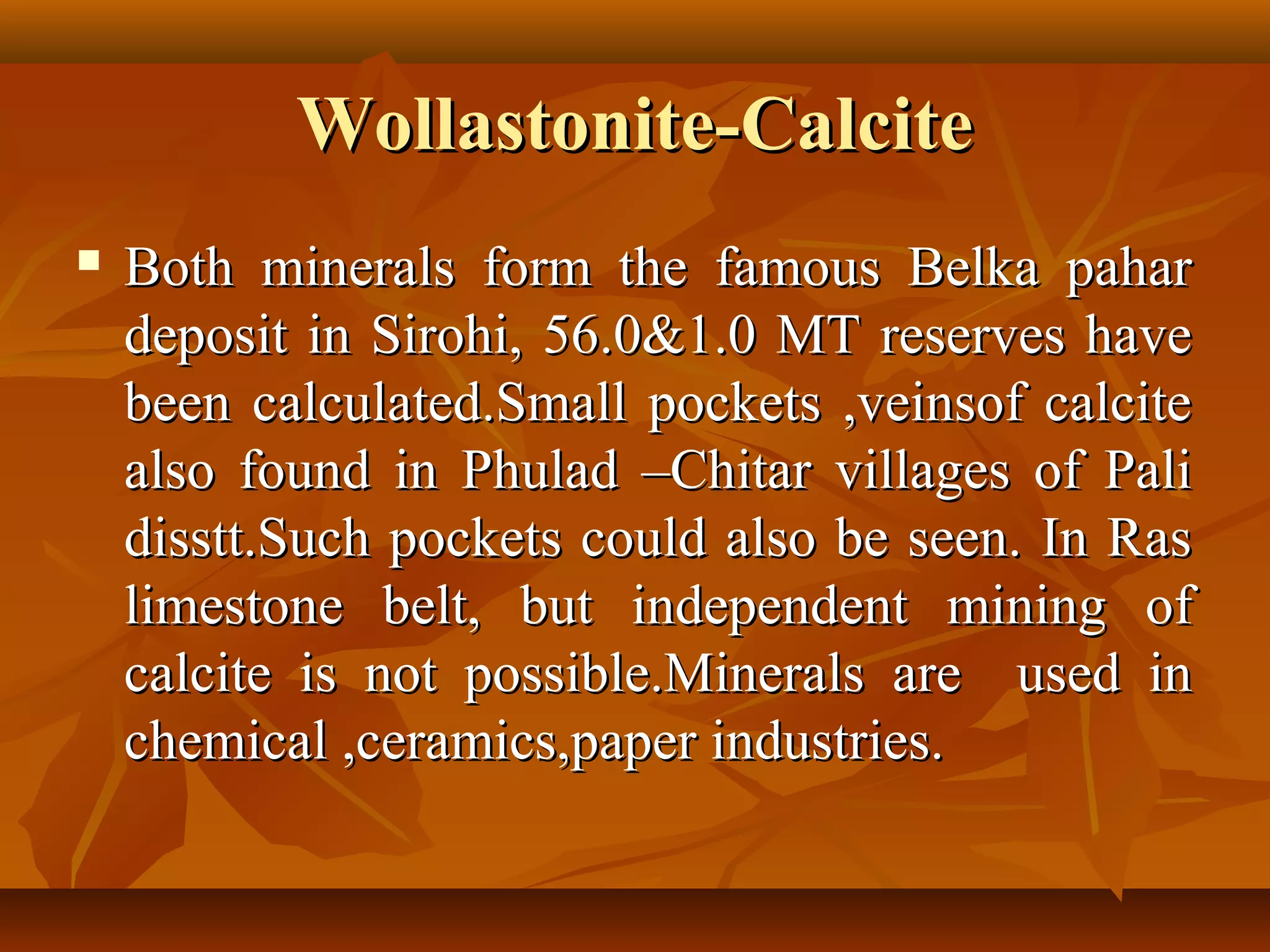 Mineral resources in western Rajasthan,preswentation in India ...