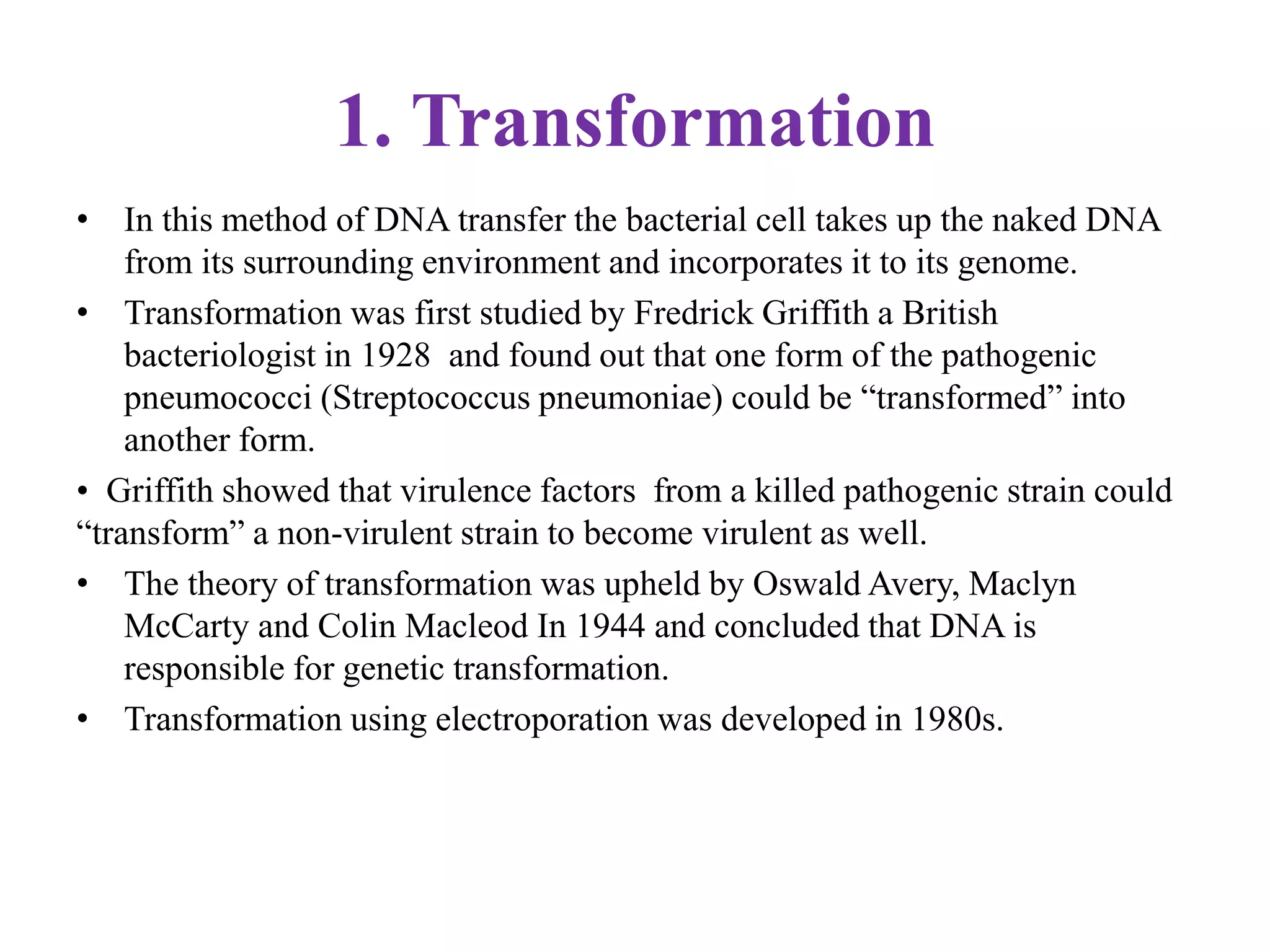 Genetic transformation in Prokaryotes | PPTX