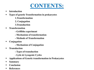 Genetic transformation in Prokaryotes | PPTX
