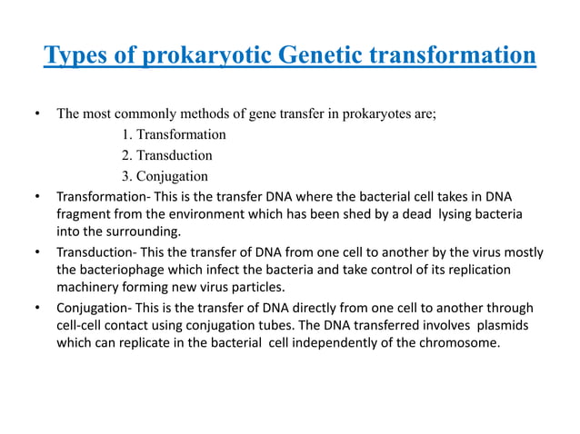 Genetic transformation in Prokaryotes | PPTX | Biological Sciences ...