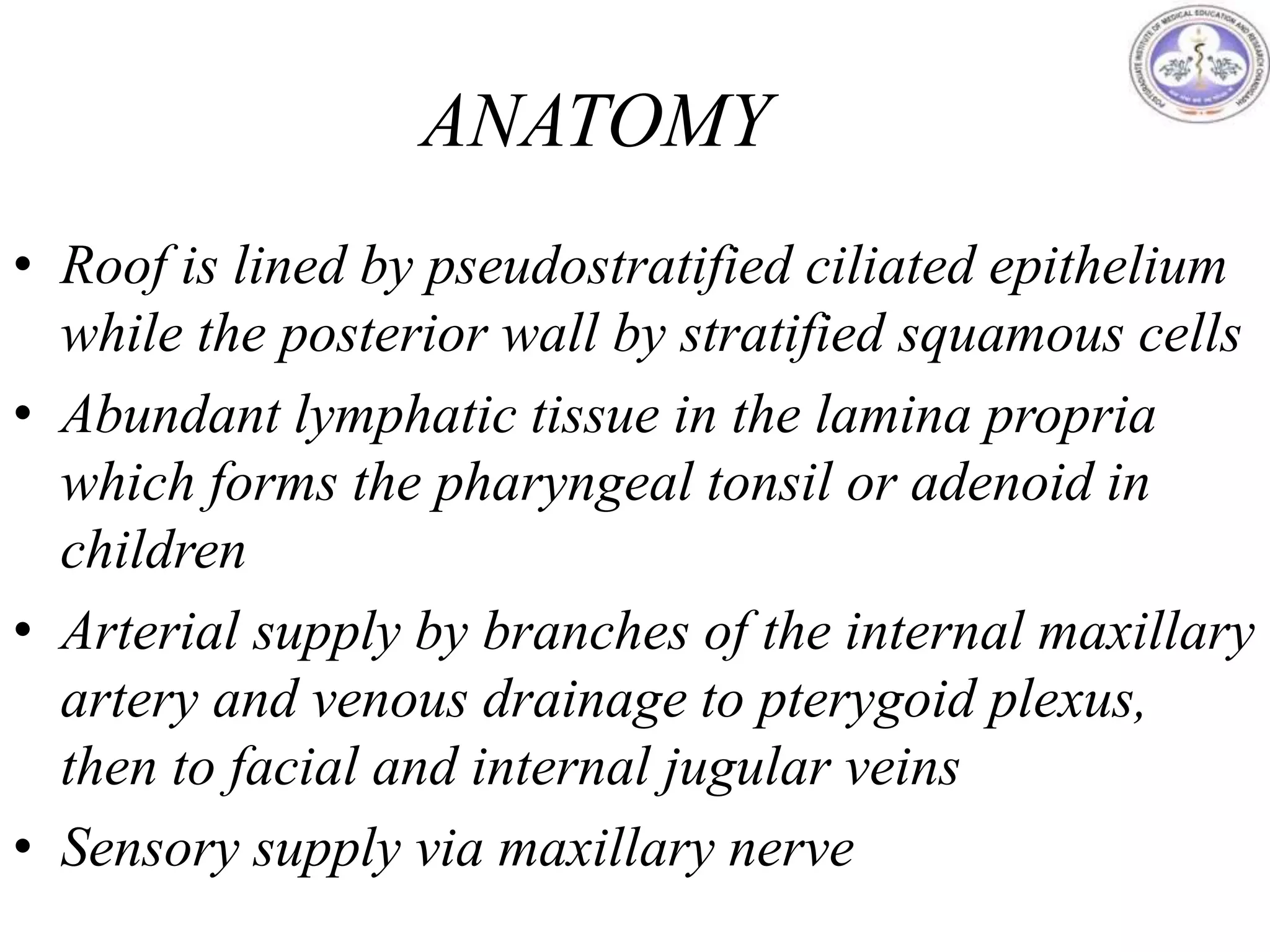 nasopharynx clinical anatomy and management of nasopharyngeal tumor | PPTX